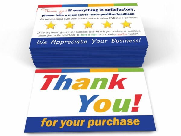 for eBay Sellers Thank You Cards For Your Purchase